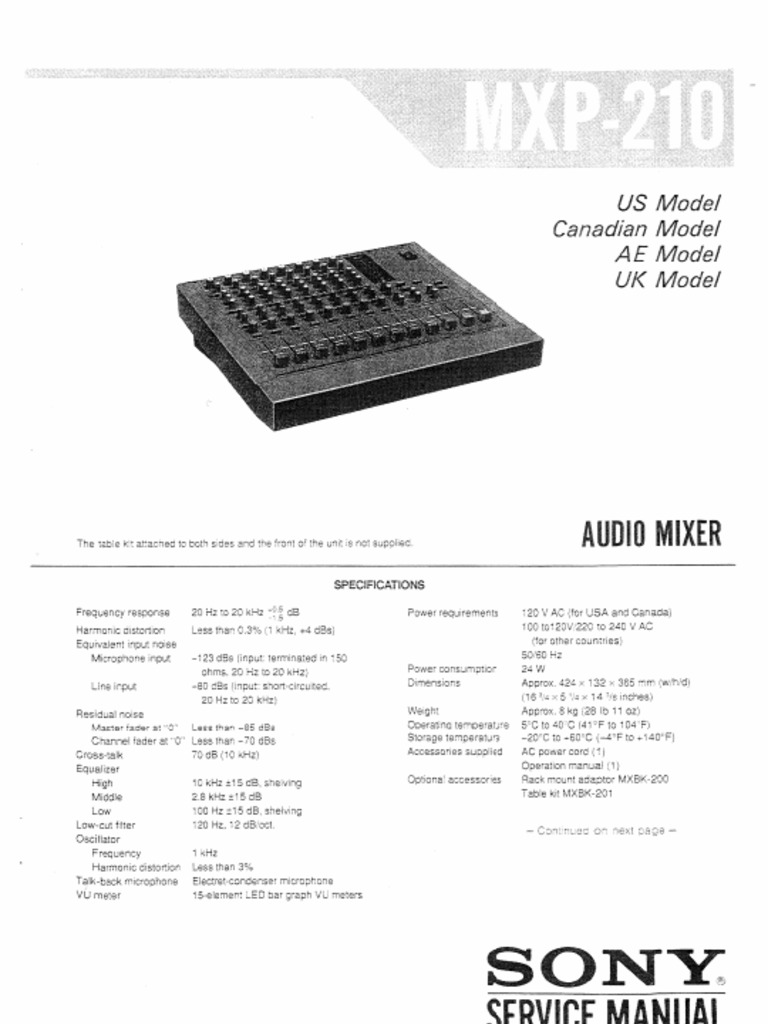 MXP210 SM Sony en | PDF