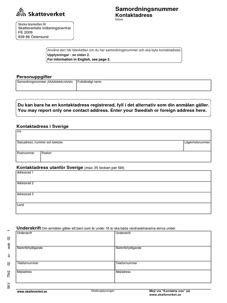 Skatteverket: Samordningsnummer | PDF
