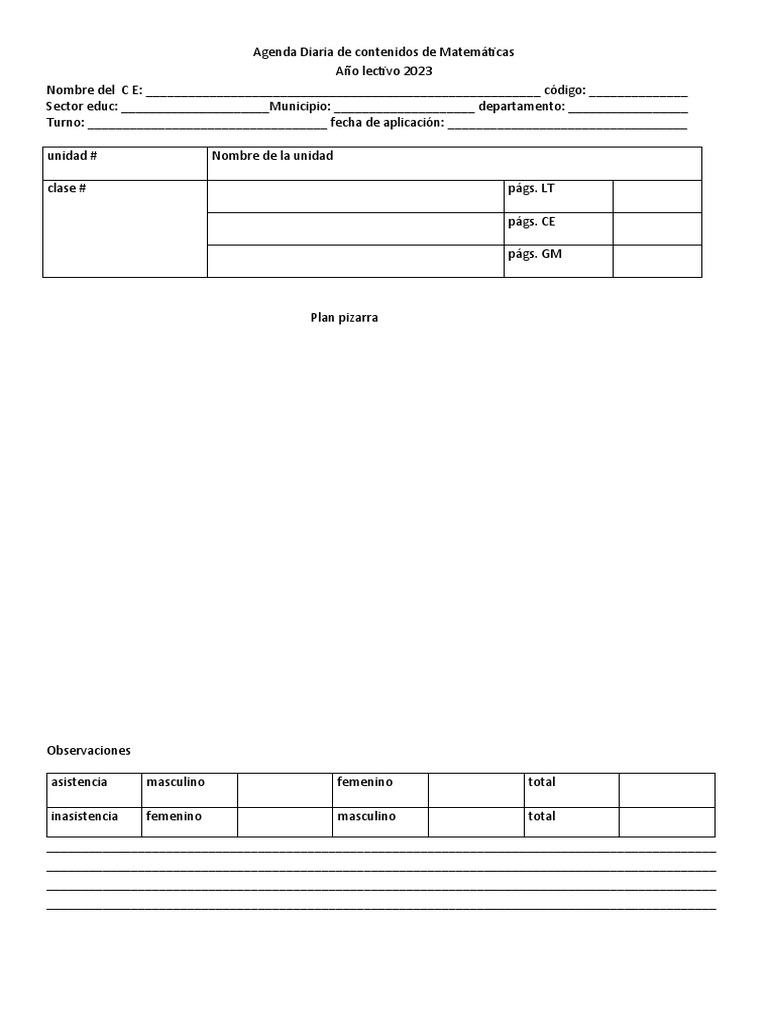 Agenda Diaria de Matemáticas 2023 | PDF