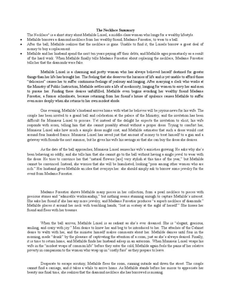 The Necklace Summary | PDF