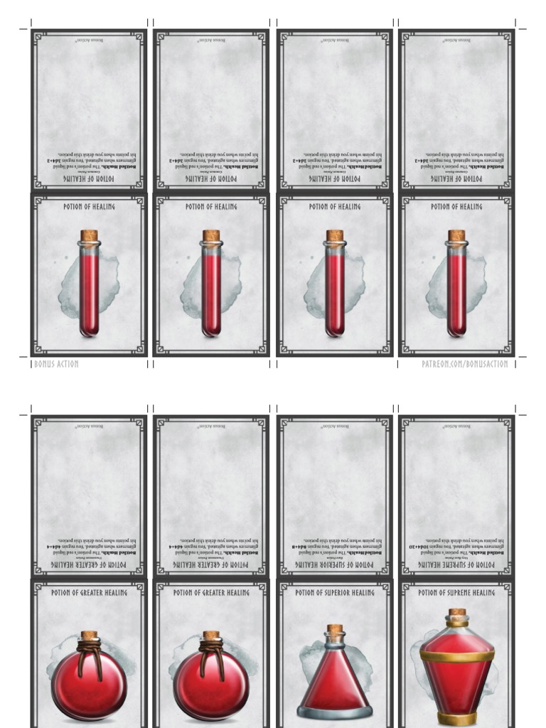 Health Potions Cards | PDF