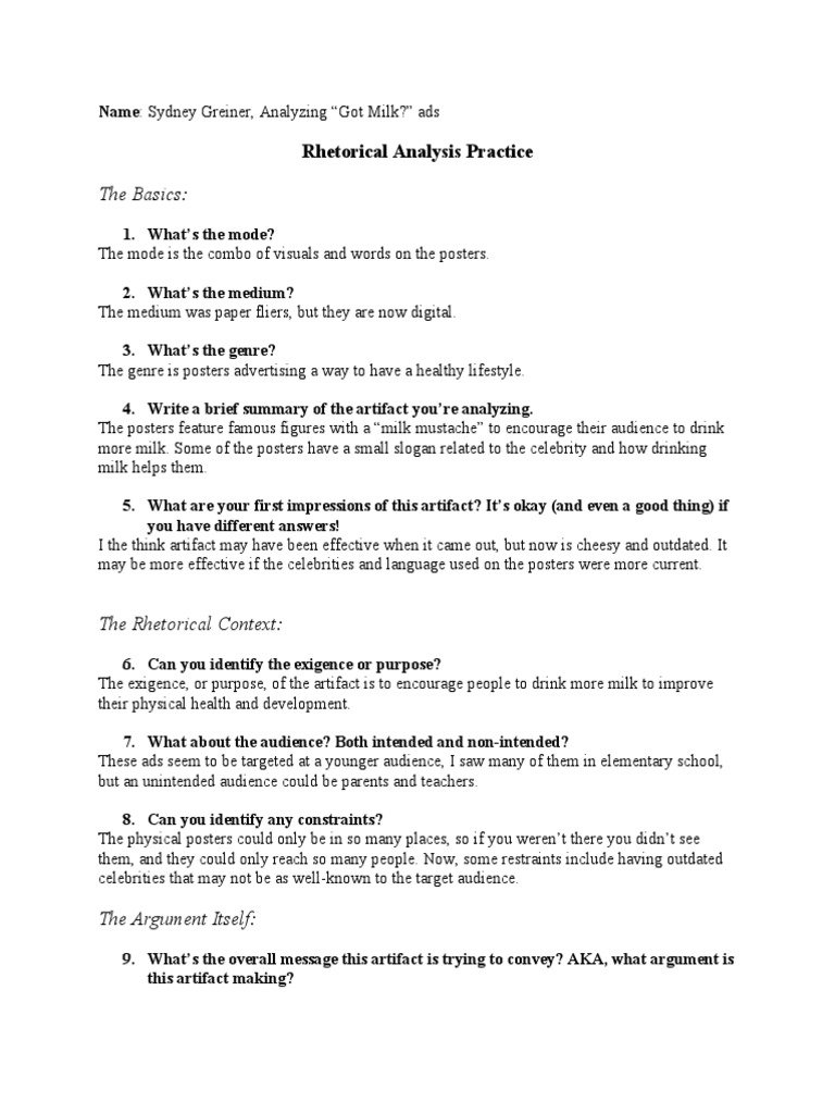 Rhetorical Analysis of "Got Milk?" Ads | PDF | Rhetoric | Communication