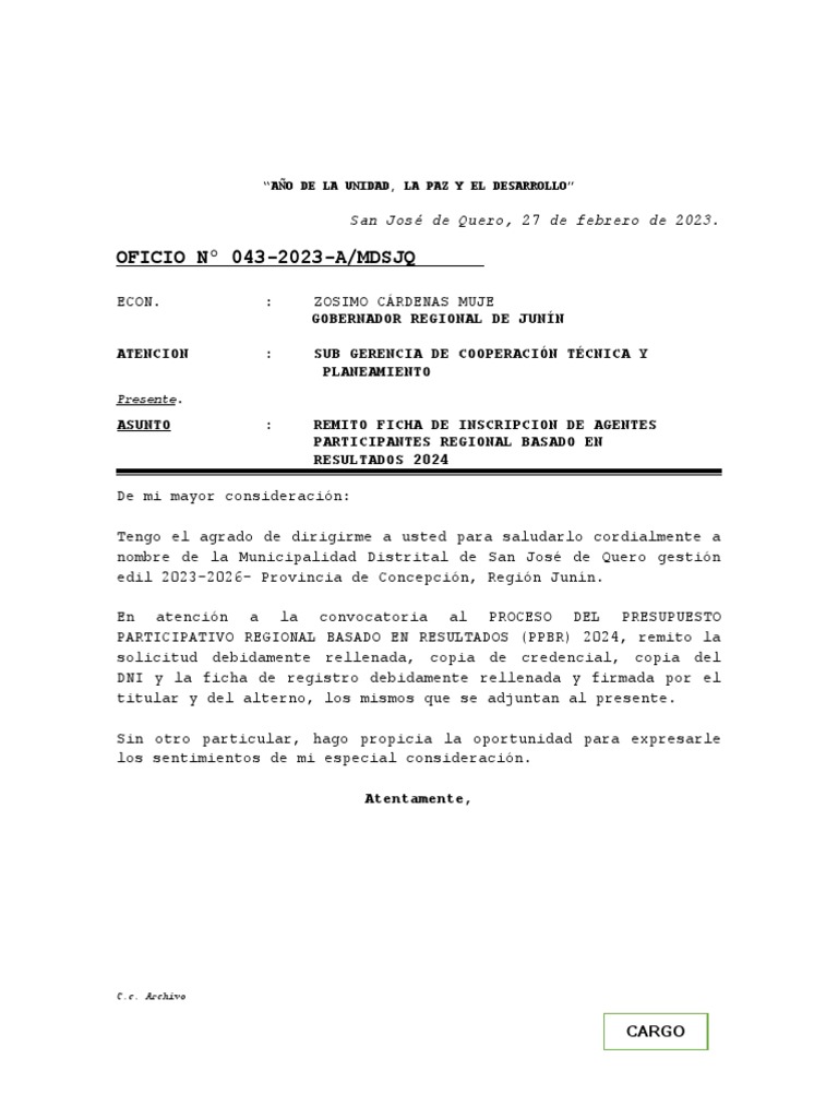 Modelos de Oficio MDSJQ | PDF | Gobierno