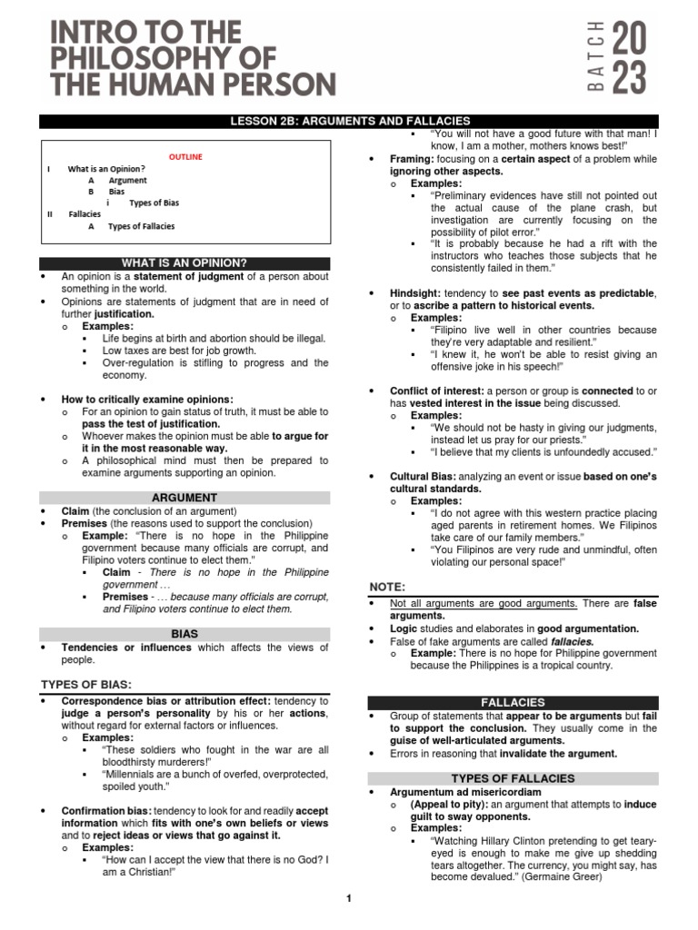 Lesson 2b - Arguments and Fallacies | PDF | Argument | Fallacy