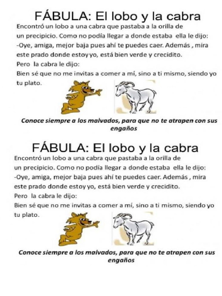 Fabula La Cabra y El Lobo | PDF