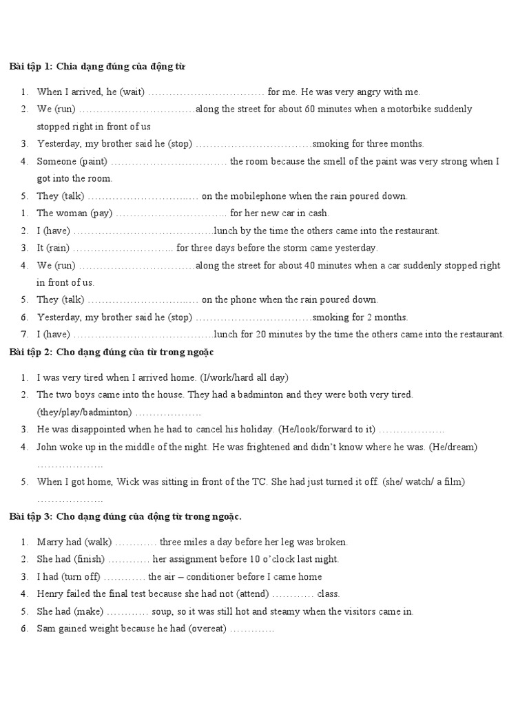 Past Perfect + Past. Pef. Cont | PDF