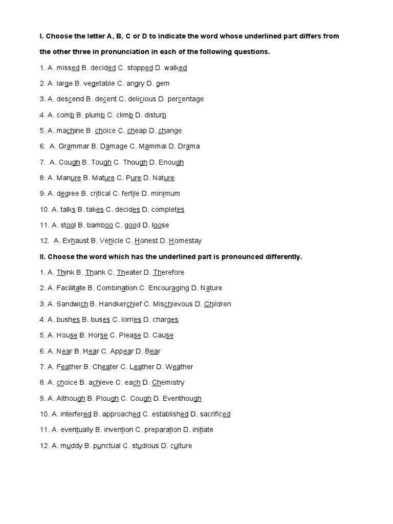 Phonetics Exercise (Grade 12) | PDF