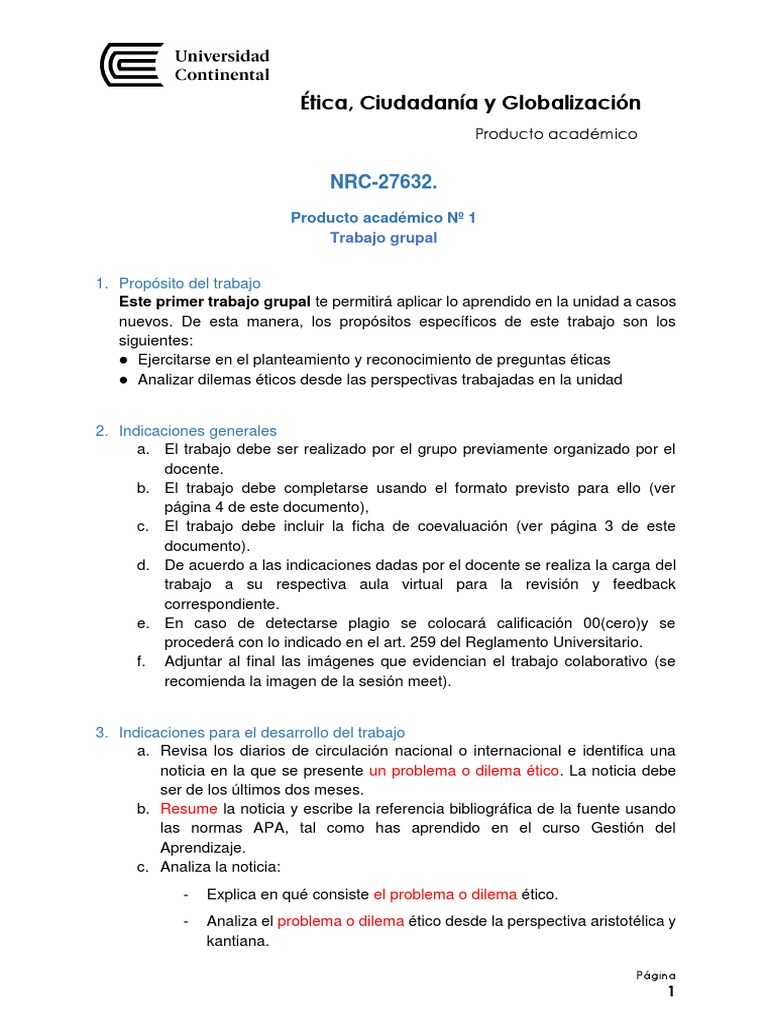 Producto Academico #01 - NRC-27632 (Trabajo Grupal) . | PDF | Policía | Immanuel Kant
