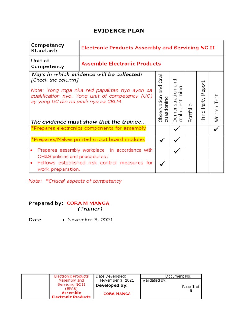 CSS Evidence-Plan | PDF | Printed Circuit Board | Materials