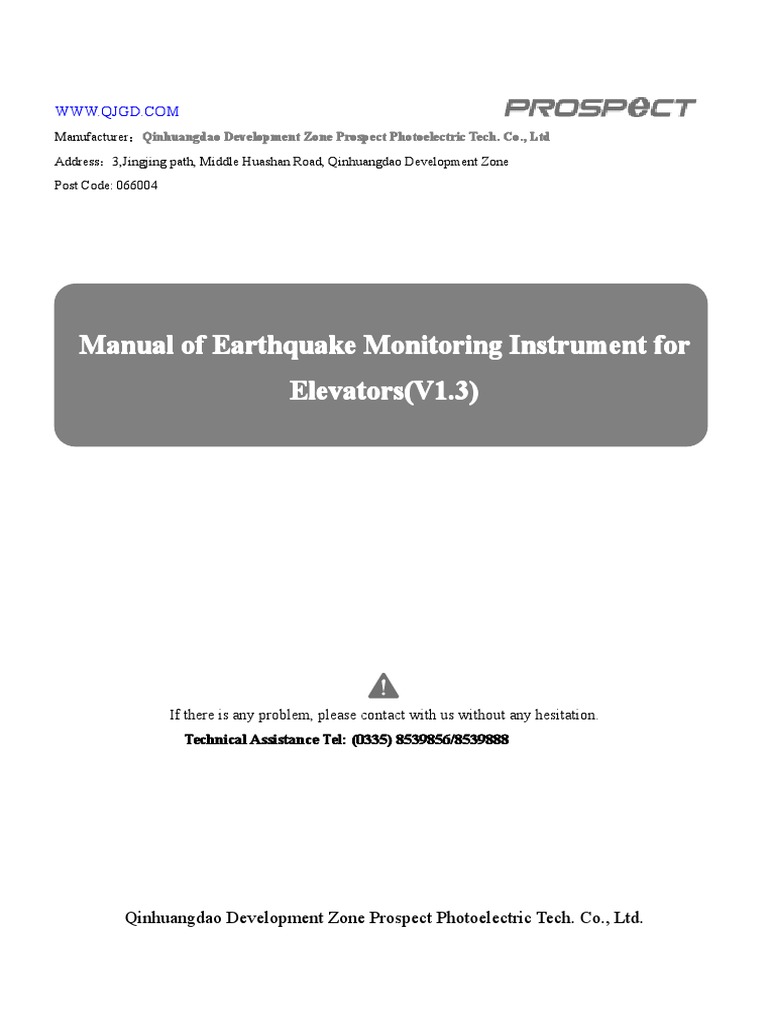 Earthquake Monitoring Manual | PDF | Elevator | Relay