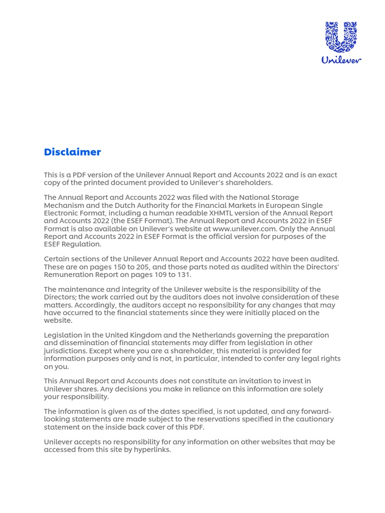 Unilever Annual Report and Accounts 2022 | PDF | Brand | Unilever