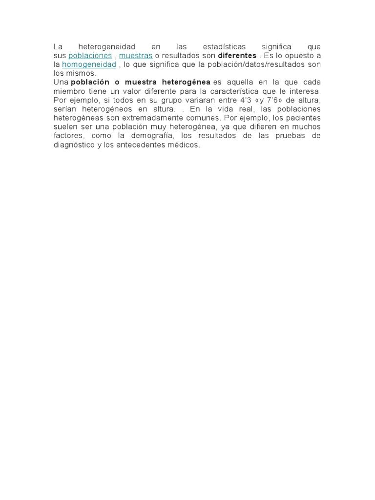 Poblaciones Muestras Homogeneidad | PDF