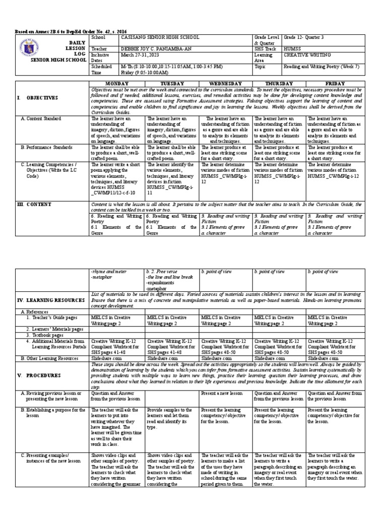 Creative-WRITINGDLL-CW-WEEK 7 | PDF | Learning | Teachers