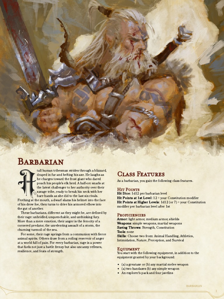 TDC Barbarian 5e | PDF | Dungeons & Dragons | D20 System