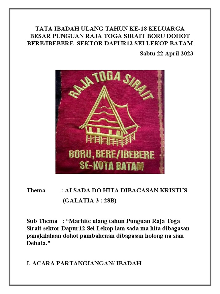 TERTIB ACARA ACARA PERAYAAN ULANG TAHUN SIRAIT | PDF