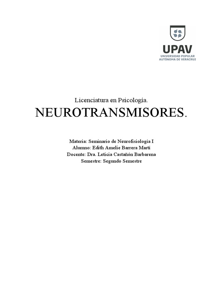Funciones de Neurotransmisores | PDF | Norepinefrina | Serotonina
