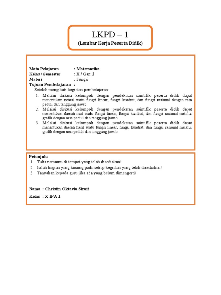 LKPD 1 Fungsi | PDF | Metode & Bahan Ajar | Sains & Matematika