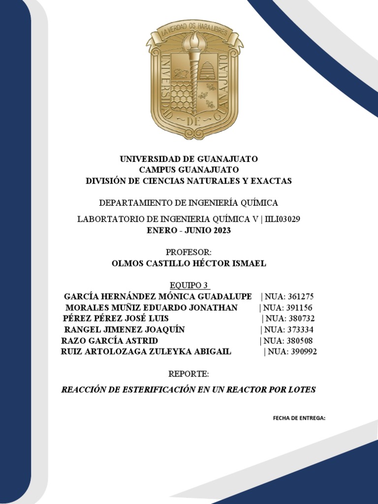 Practica Reaccion De Esterificación Equipo 3 Lab Iq V Pdf