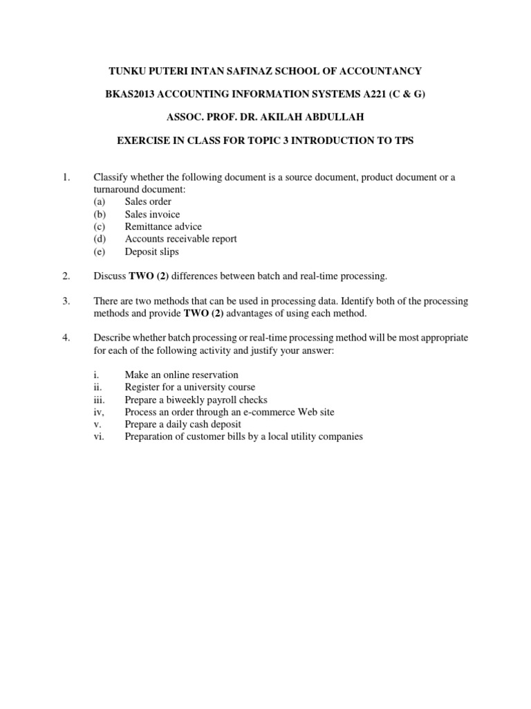 Exercise Topic 3 Introduction To TPS | PDF