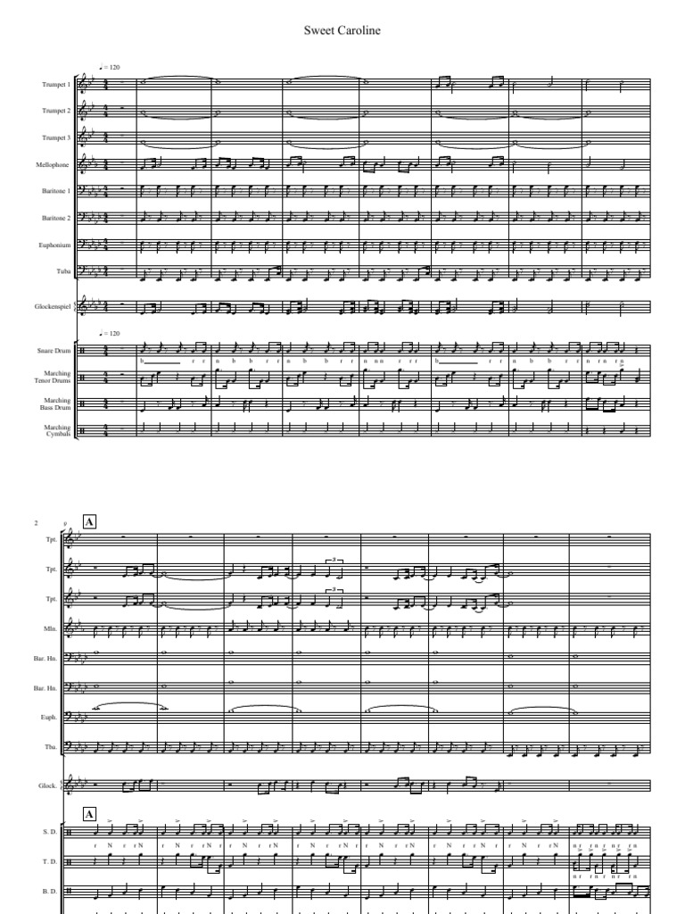 Sweet Caroline For Print - Score and Parts | PDF | Elementary ...