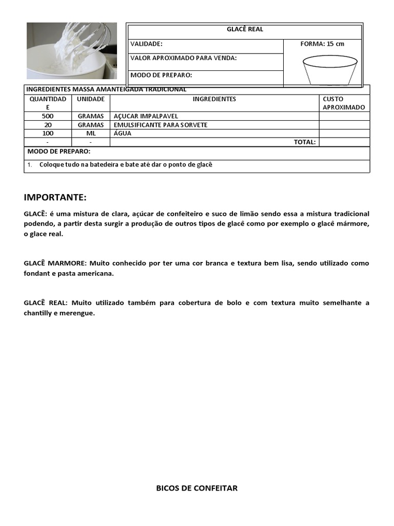 Aula 2 - Tecnicas de Bicos de Confeitar | PDF
