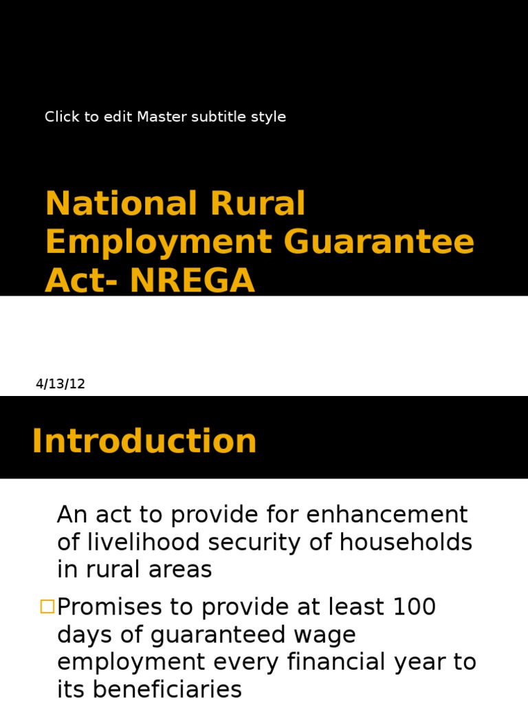 National Rural Employment Guarantee Act - NREGA | PDF | Unemployment ...
