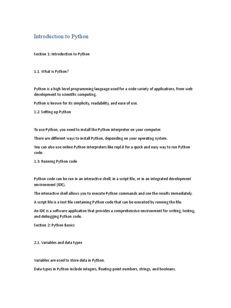 Introduction To Python | PDF | Python (Programming Language) | Control Flow