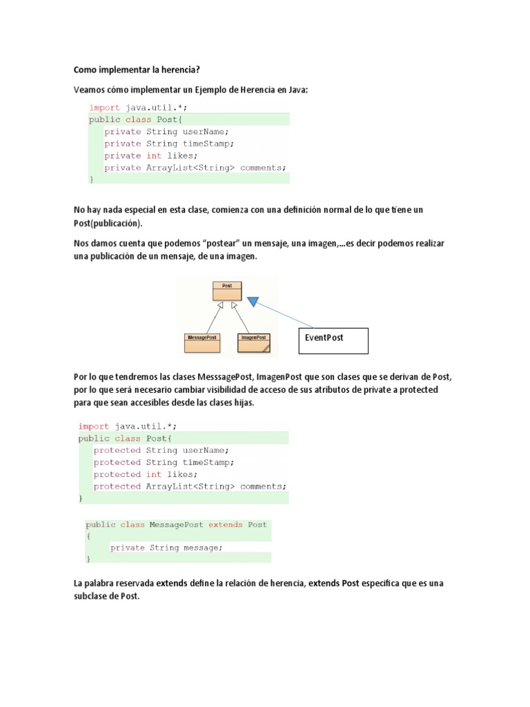 Implementación de Herencia en Java | PDF | Herencia (Programación Orientada a Objetos ...