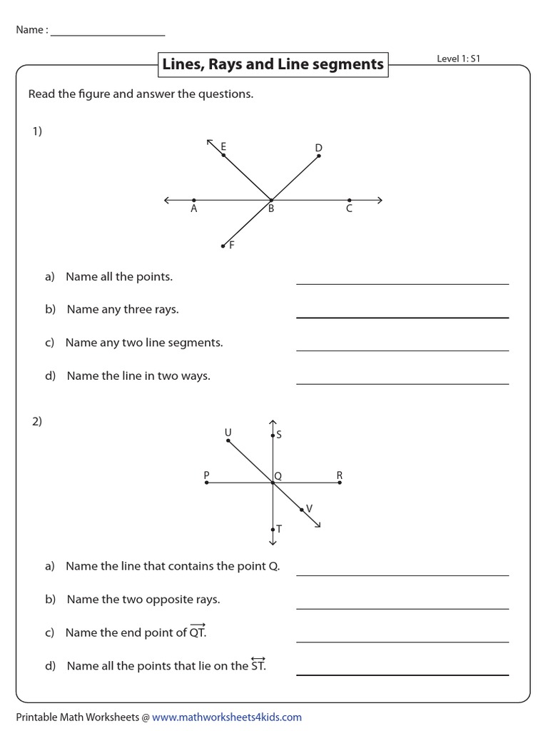 Identifying Lines, Rays, Points and Line Segments in Geometric Figures ...