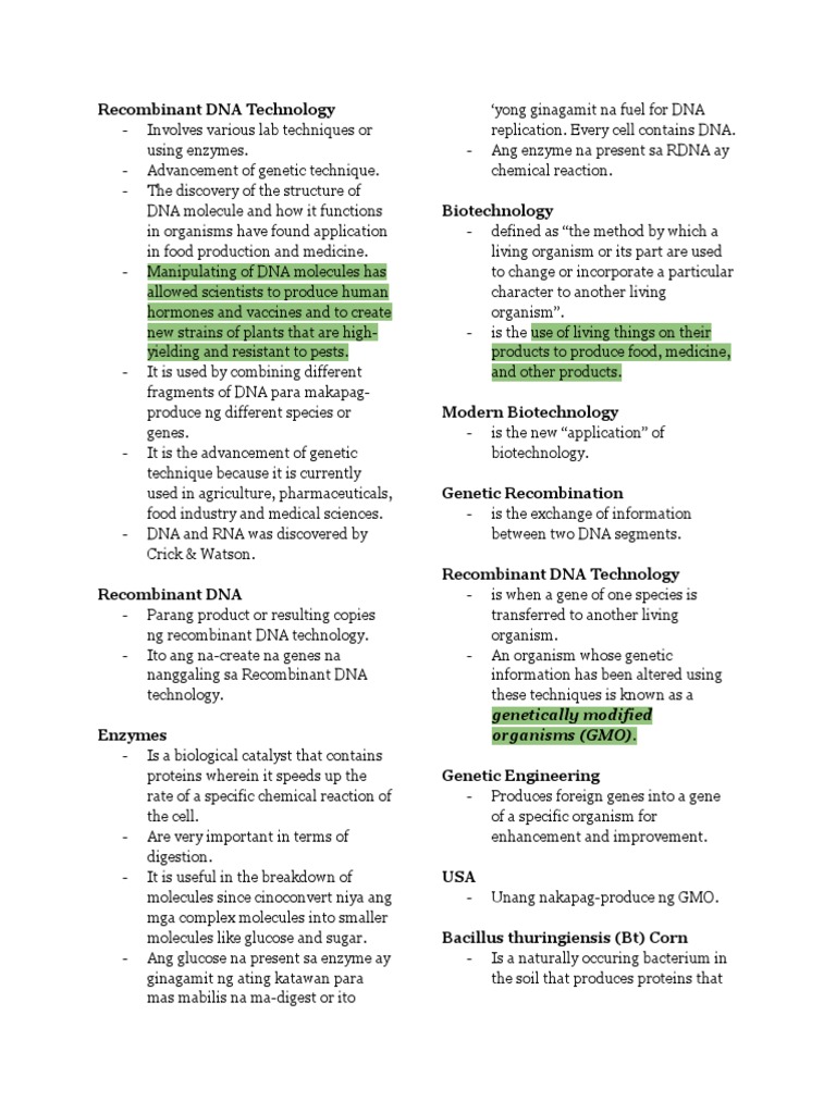 Recombinant DNA Technology | PDF | Dna | Recombinant Dna