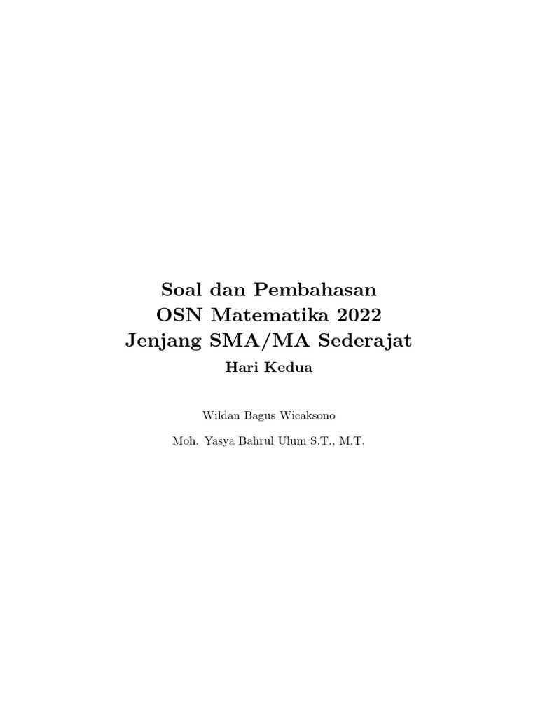 Soal Dan Pembahasan OSN Matematika 2022 Jenjang SMA/MA Sederajat | PDF