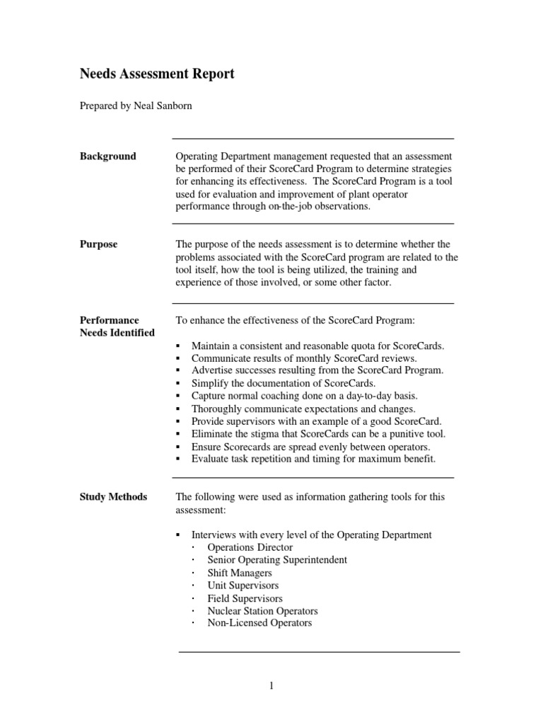 Needs Assessment Report Template | PDF | Needs Assessment | Data