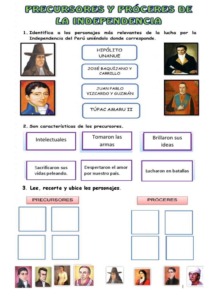 Ficha de Precursores y Proceres de La Independencia | PDF