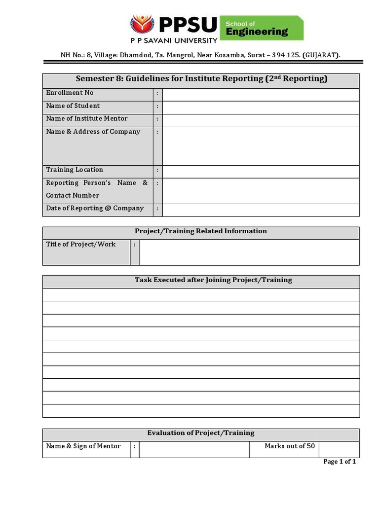 Training Reporting Template_Sem 8_2nd Reporting | PDF