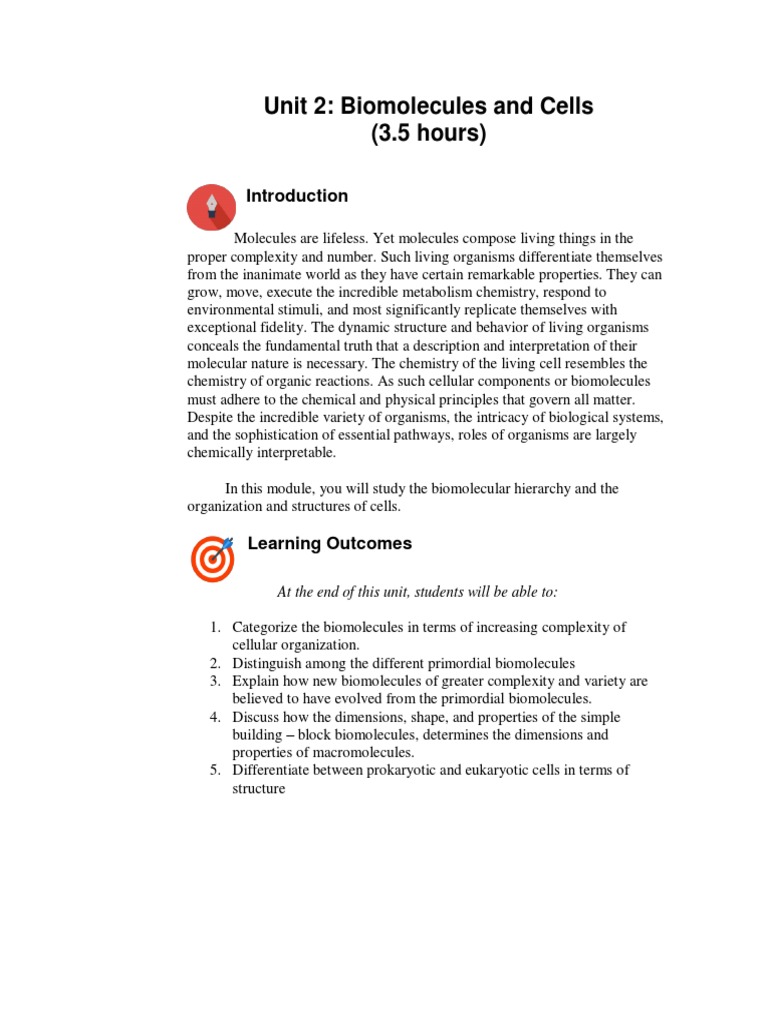 Unit 2 Biomolecules and Cells | PDF | Cell (Biology) | Nucleotides
