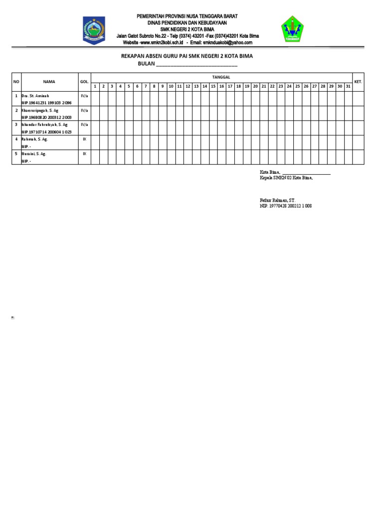 Rekap Absen Guru PAI Tahun 2023 | PDF | Muhammad