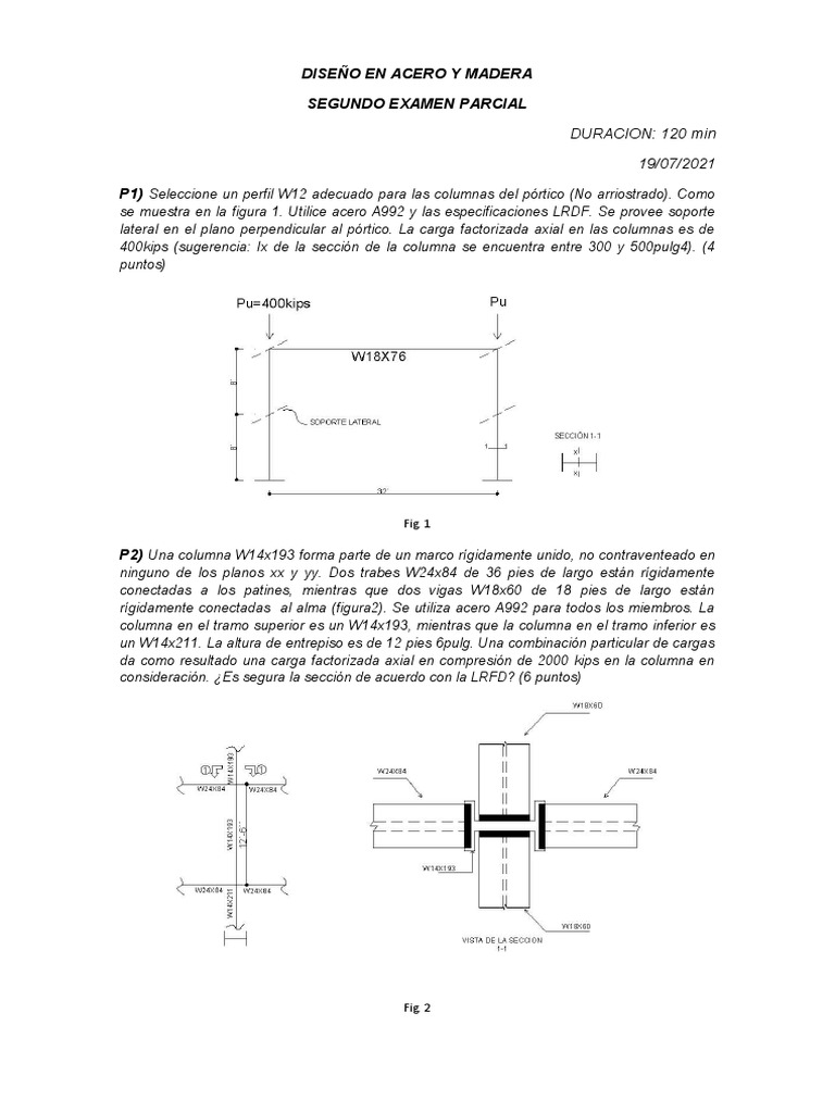 Segundo Parcial de Diseño en Acero y Madera | PDF