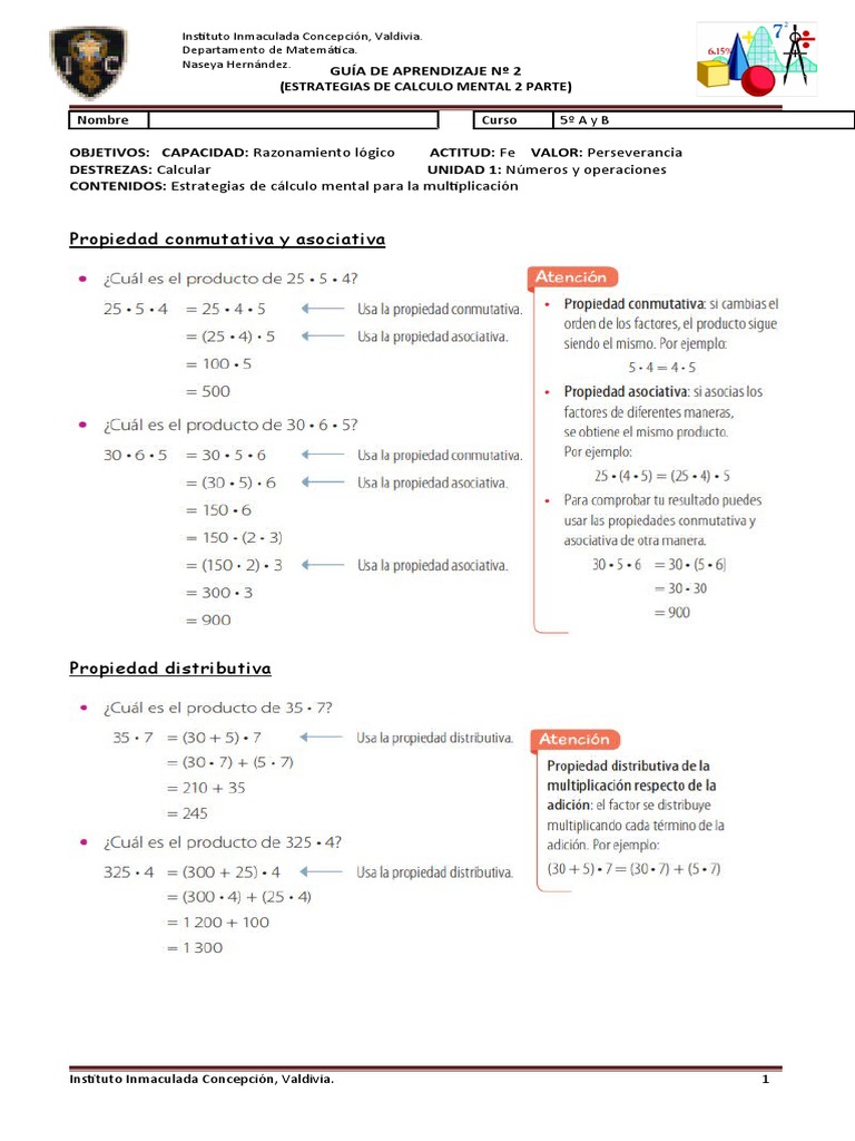 GUÍA DE APRENDIZAJE N°3 (Estrategias de Calculo Mental 2 Parte) | PDF