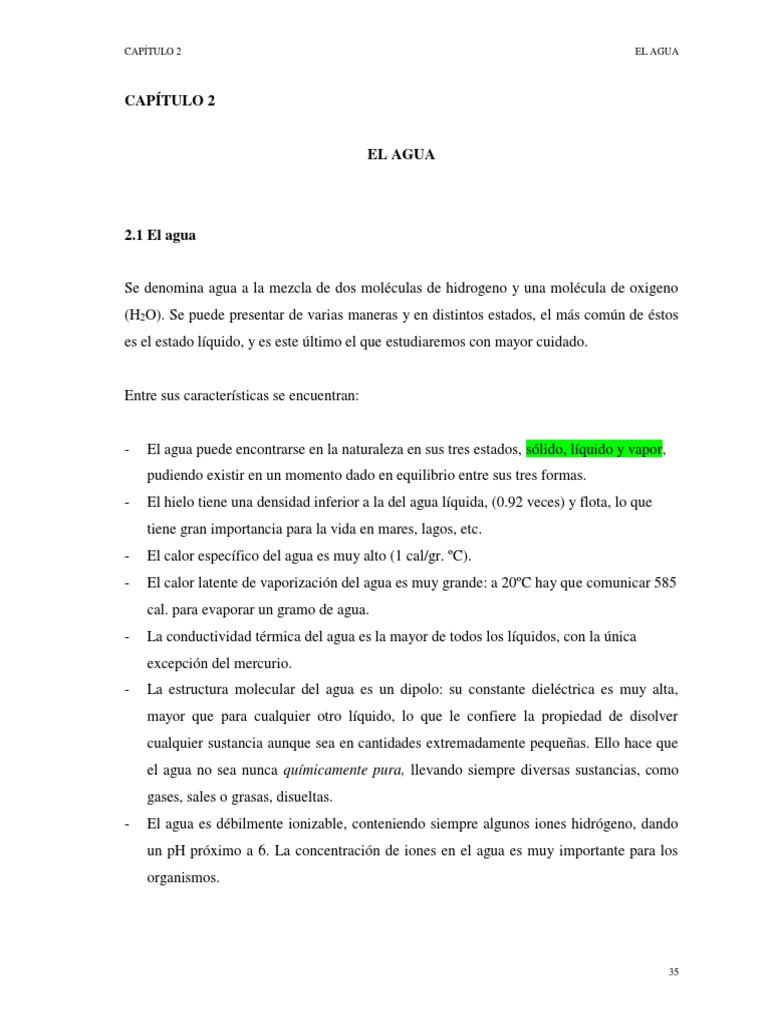 Capítulo 2 El Agua | PDF | Agua | lago
