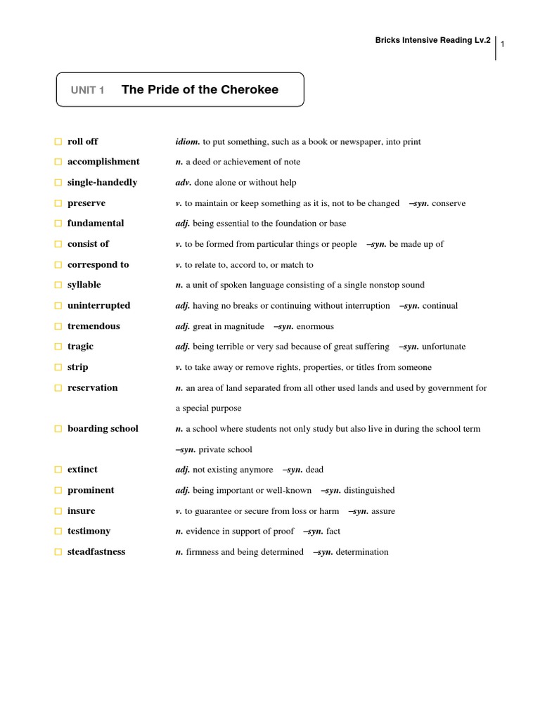 Bricks Intensive Reading_L2_Word List B | PDF | Rituals | Over The ...