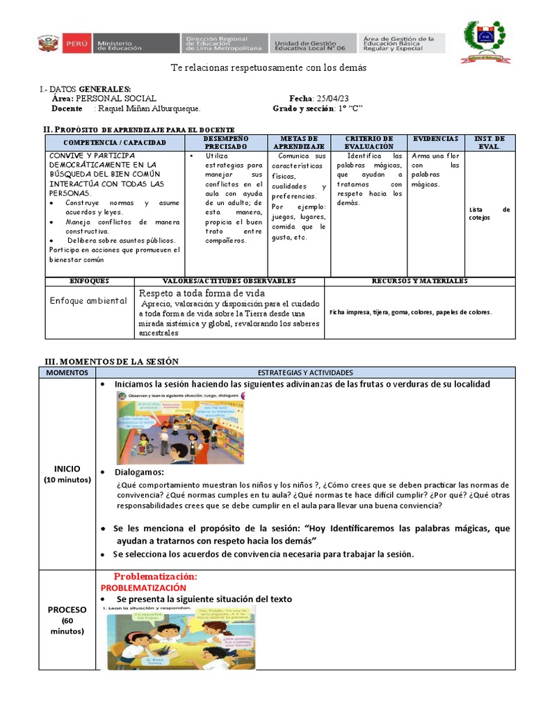Sesion de Aprendizaje de Personal Social Lunes 24 de Abril | PDF ... Sesion de Aprendizaje de Personal Social Lunes 24 de Abril | PDF ...