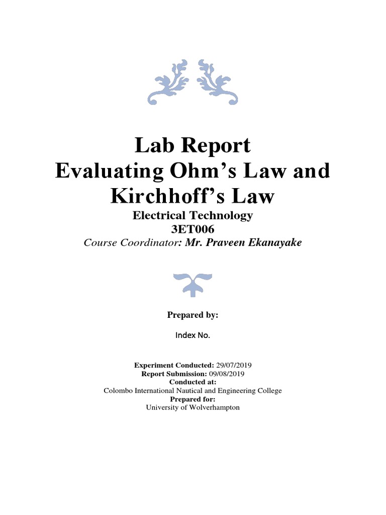 Lab Report Electronics ET006 | PDF | Electrical Network | Electrical ...