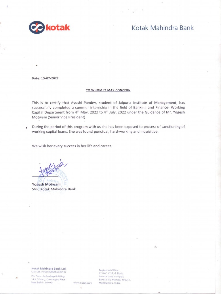 Letter of Internship | PDF