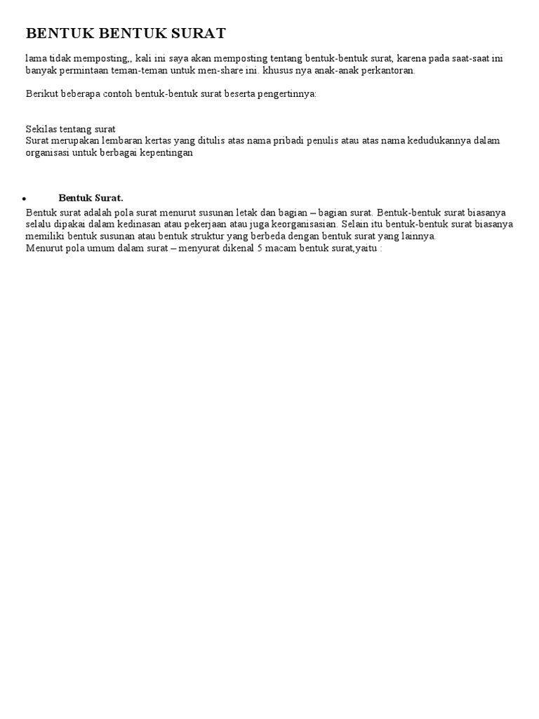 Bentuk Bentuk Surat | PDF