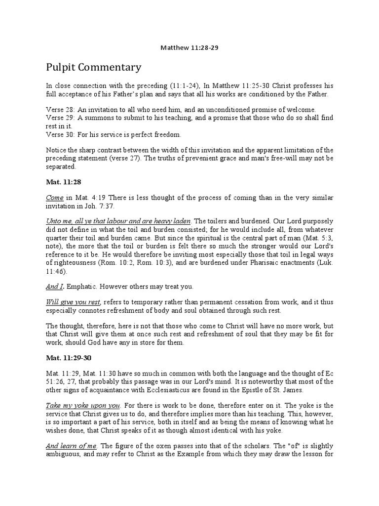 Matthew 11 - 28-29 | PDF | Jesus | Pharisees
