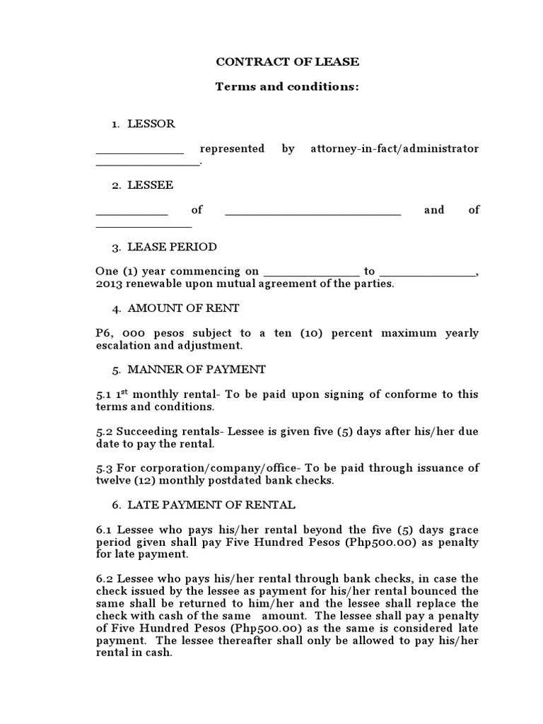Contract Lease Terms | PDF | Lease | Renting