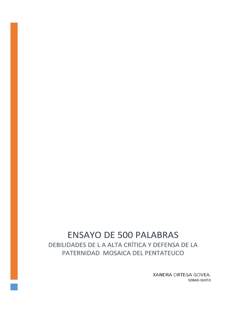DEBILIDADES DE LA ALTA CRITICA Y DEFENSA DE LA PATERNIDAD MOSAICA DEL ...