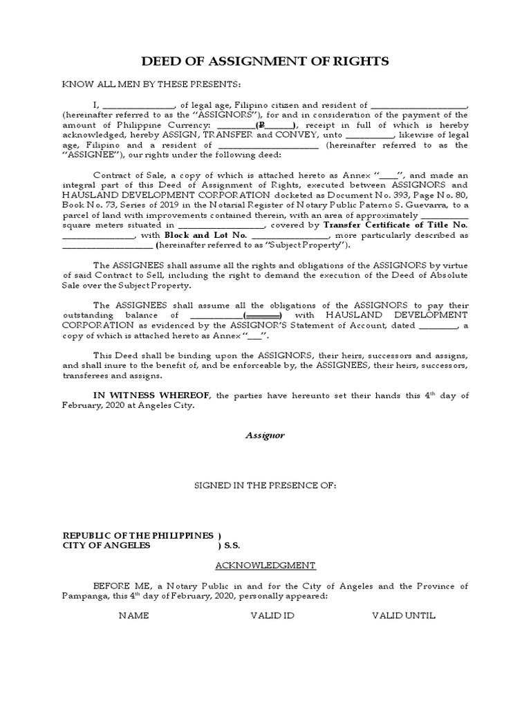 Deed of Assignments OPEN | Download Free PDF | Assignment (Law ...