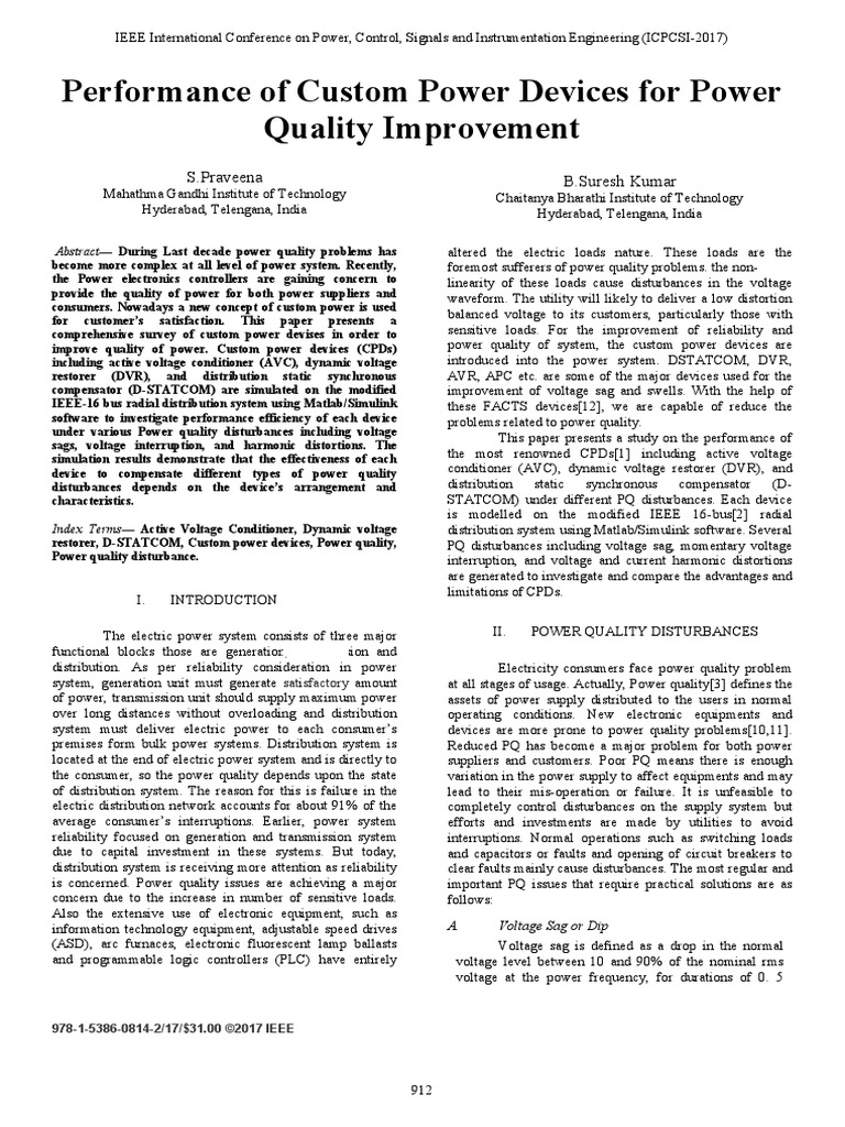 2017 - Performance of Custom Power Devices For Power | PDF ...