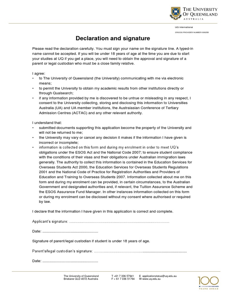 UQ+International+Applicant +declaration - KB19062014 | PDF | Government ...